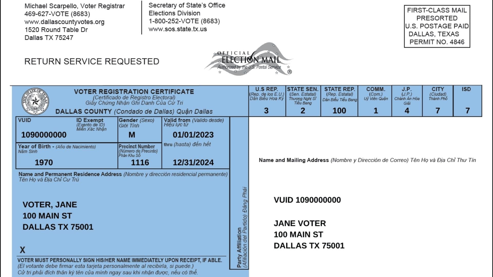 Voter Registration Card